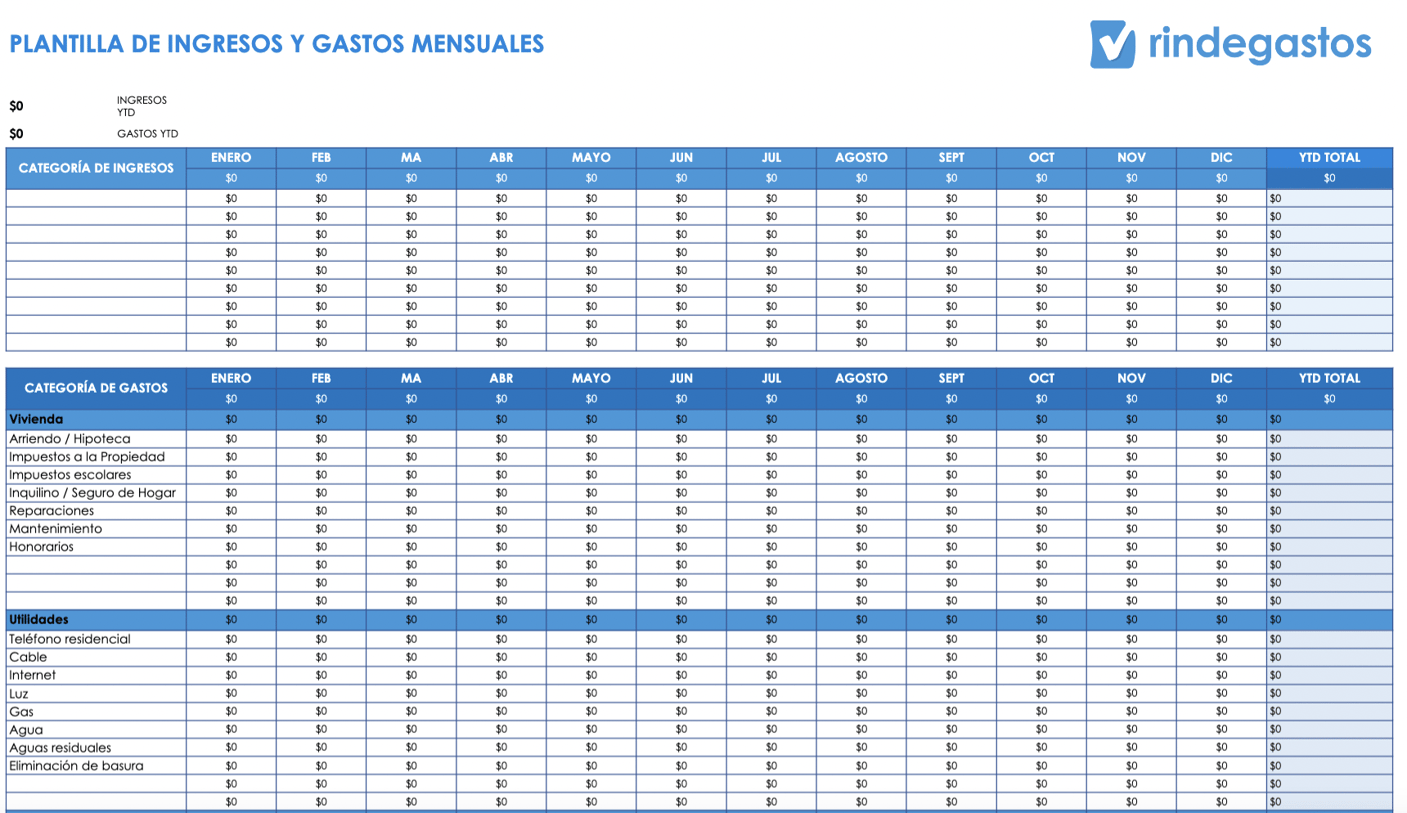 Descarga Gratis: 7 Planillas de Control de Gastos